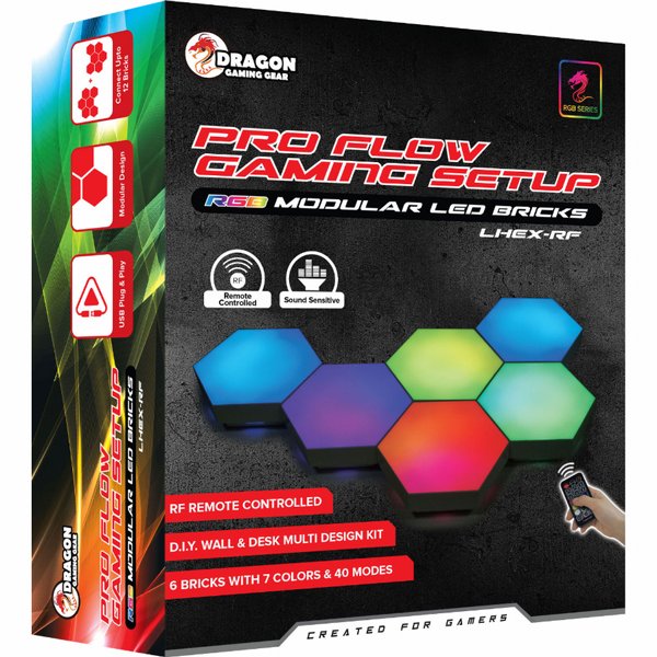 לבני תאורה לעיצוב החדר עם אקולייזר Dragon RGB Modular Led Brick + RF RC